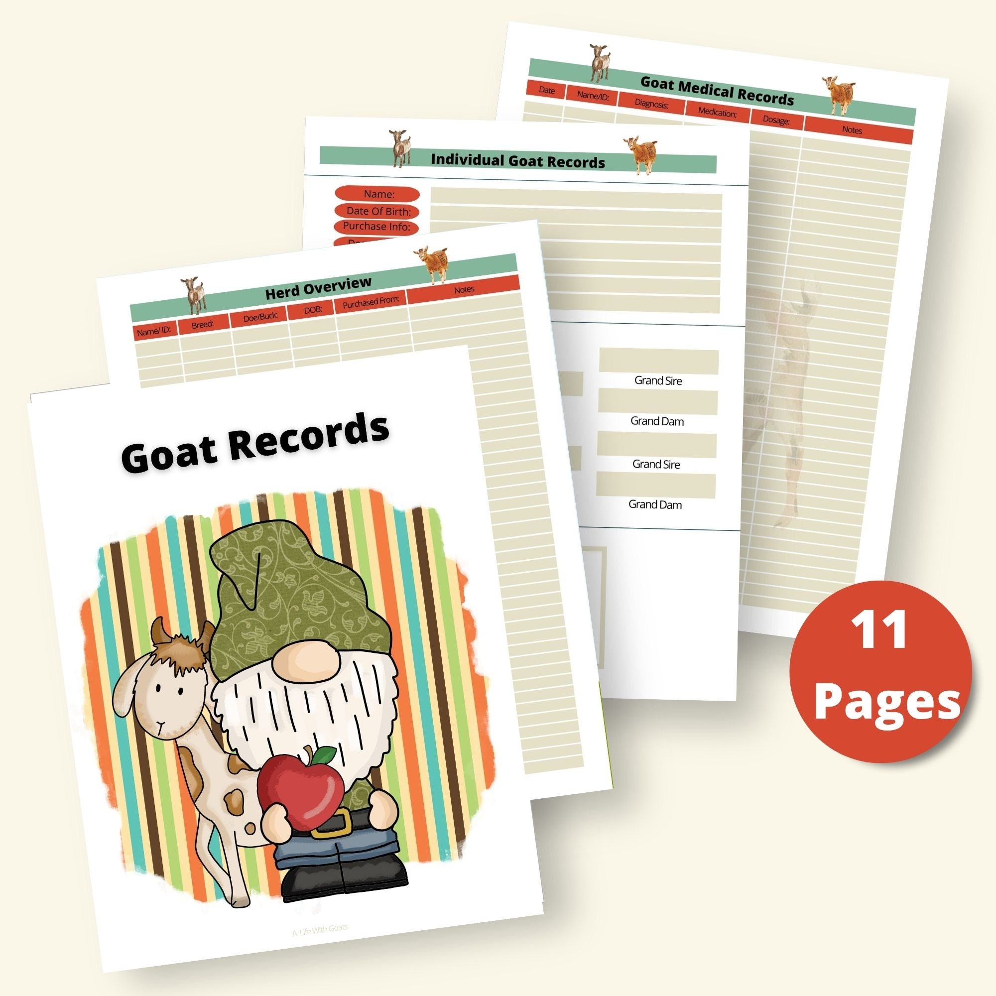 Printable Goat Records Book | Instant Download | 8.5x11 PDF| Homestead Goat Care Tracker - Etsy