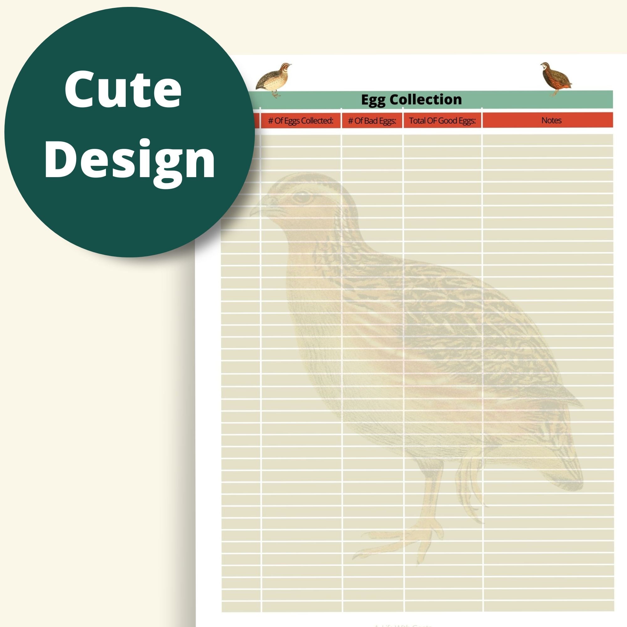 Printable Quail Records Book | Instant Download | 8.5x11 PDF| Quail ...