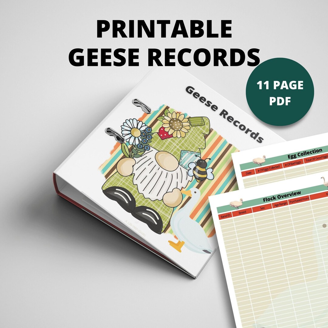 Printable Geese Records Book | Instant Download | 8.5x11 PDF| Homestead ...