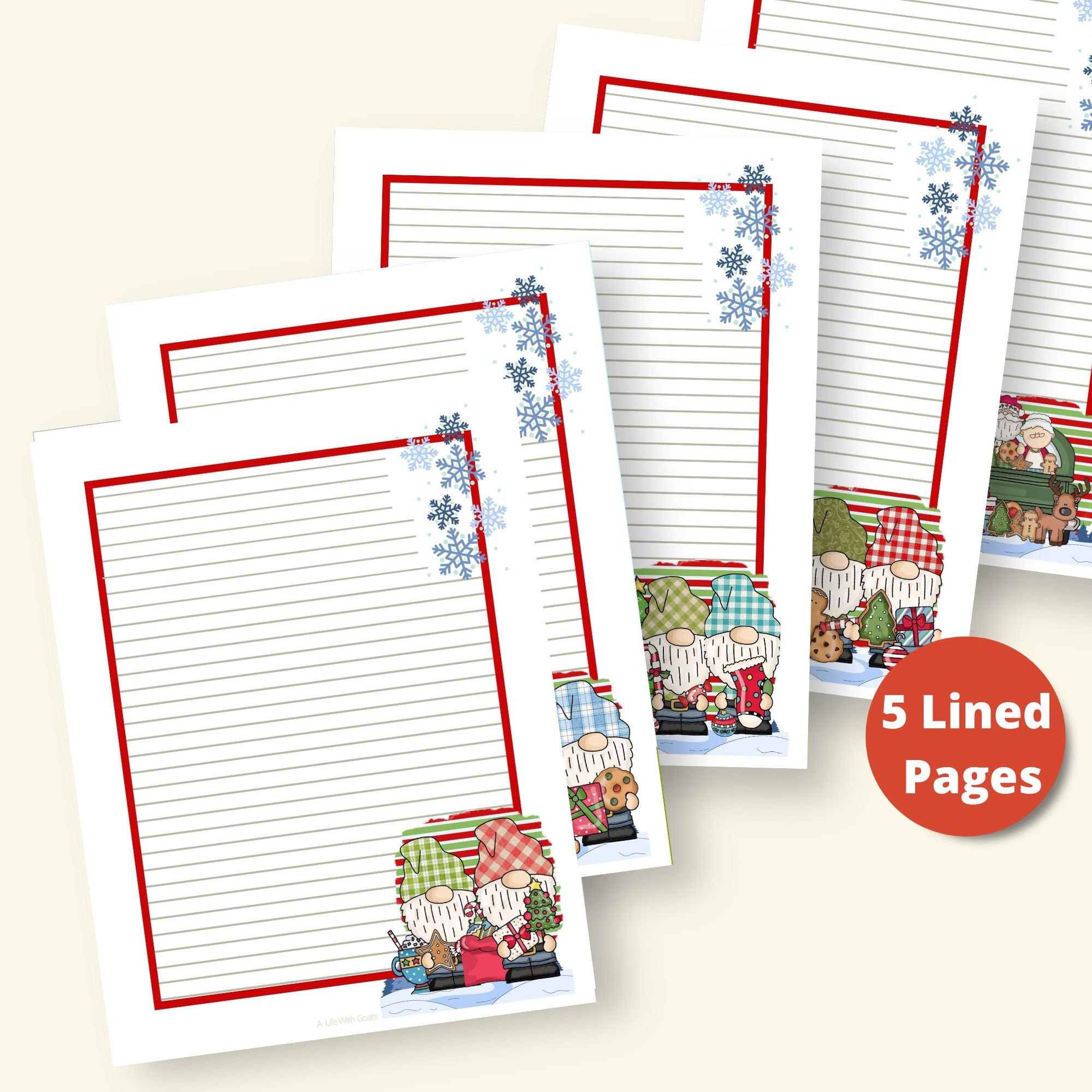 Cute Printable Country Gnome Theme Christmas Stationery | Instant ...