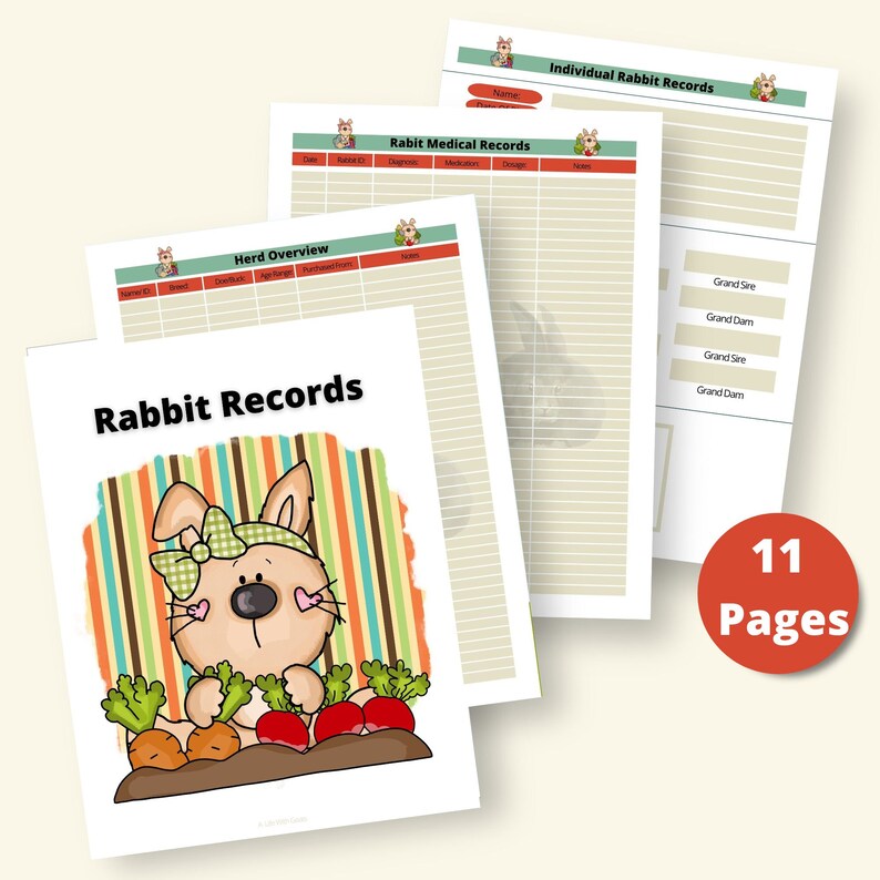 Printable Rabbit Records Book | Instant Download | 8.5x11 PDF ...