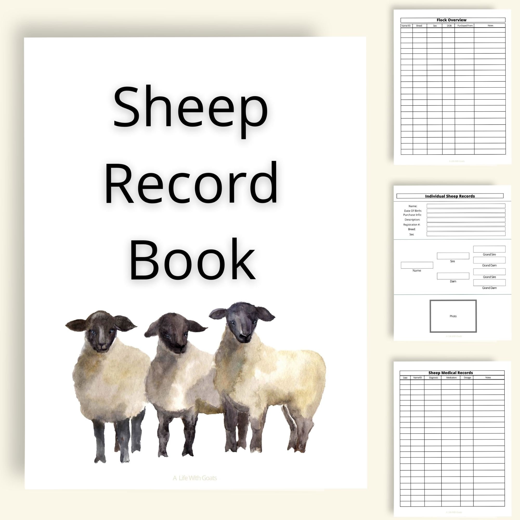 Minimal Ink Printable Sheep Records Book Instant Download - Etsy