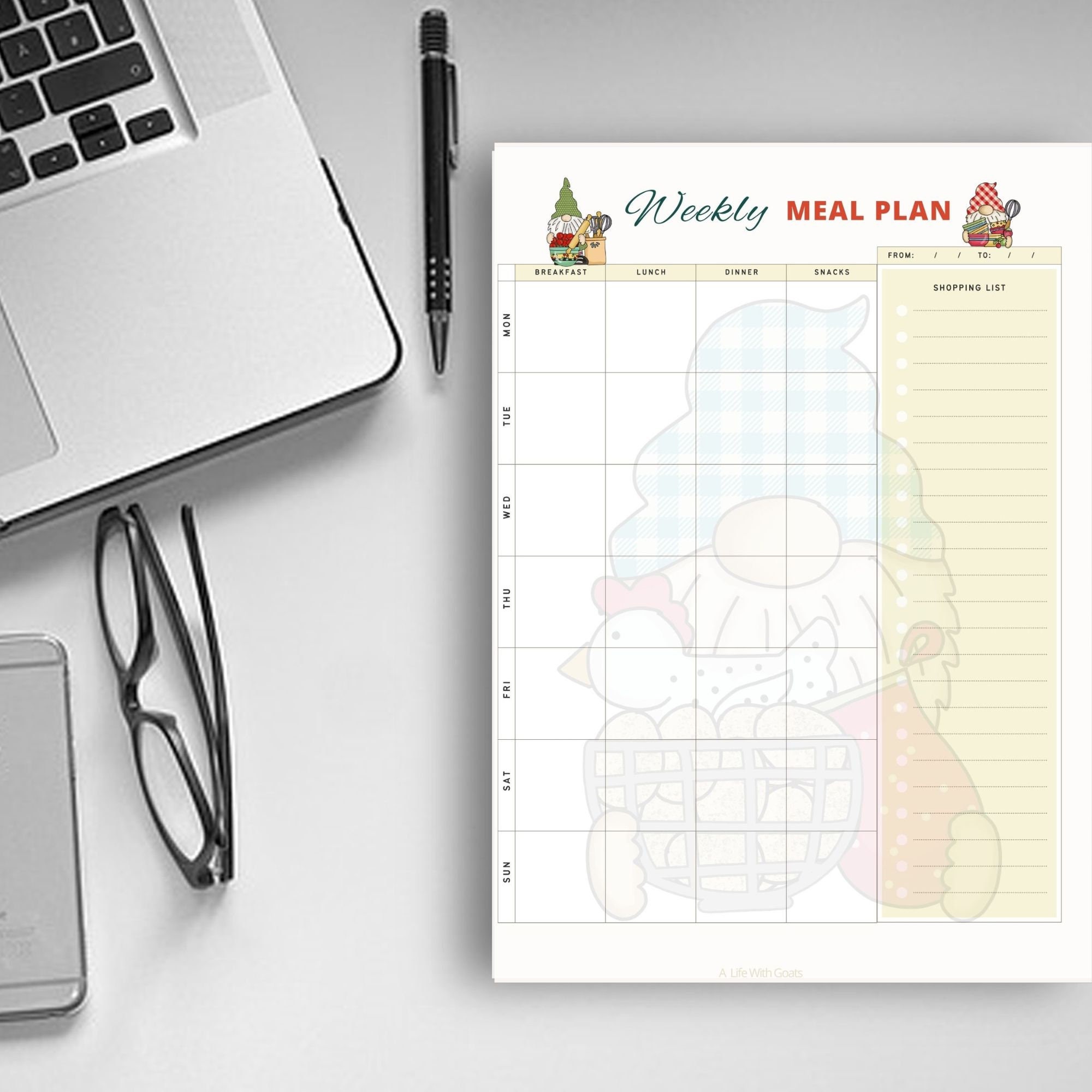 Printable Country Gnome Weekly Meal Planner | Instant Download | 8.5x11 ...