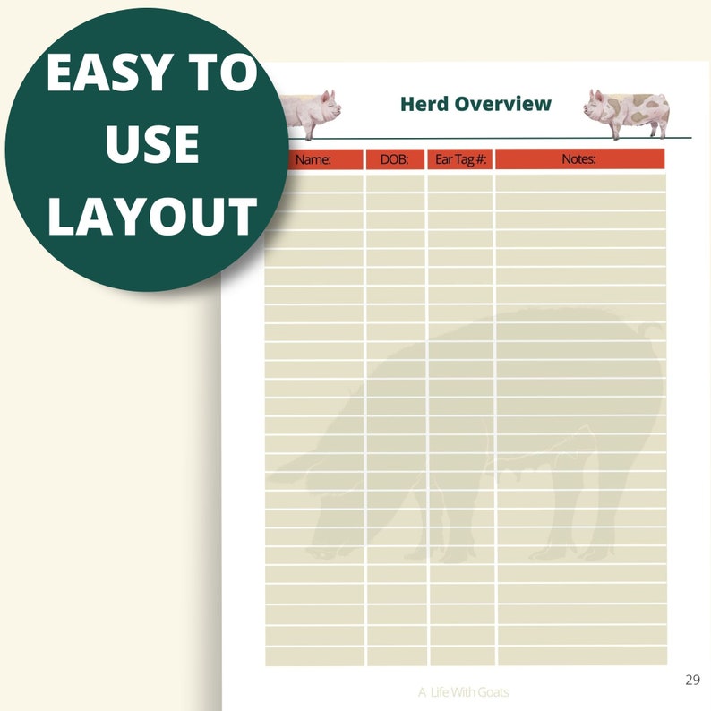 Printable Pig Management Binder | Instant Download | 8.5x11 PDF| Pig ...