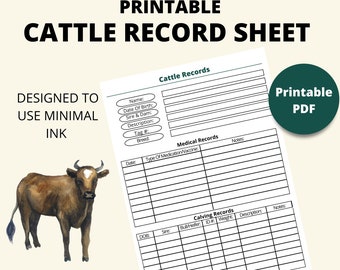 Printable Cattle Medical Records Page | Instant Download | 8.5x11 PDF ...