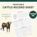 Printable Cattle Records Page | Instant Download | 8.5x11 PDF ...
