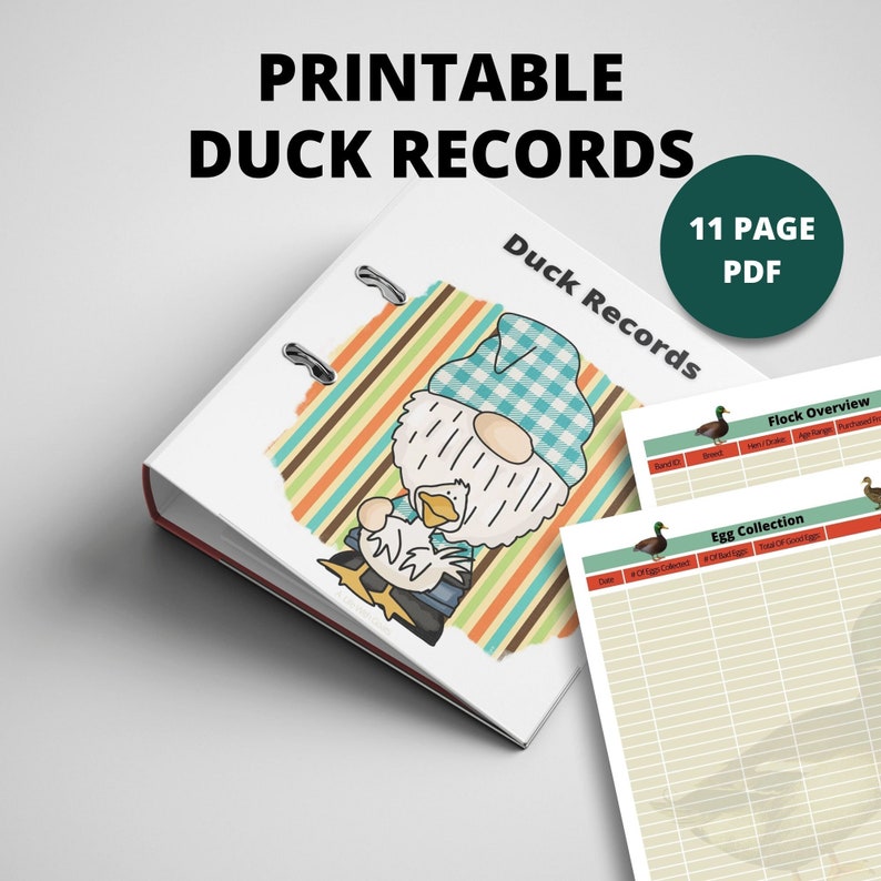 Printable Duck Records Book | Instant Download | 8.5x11 PDF| Duck Flock ...