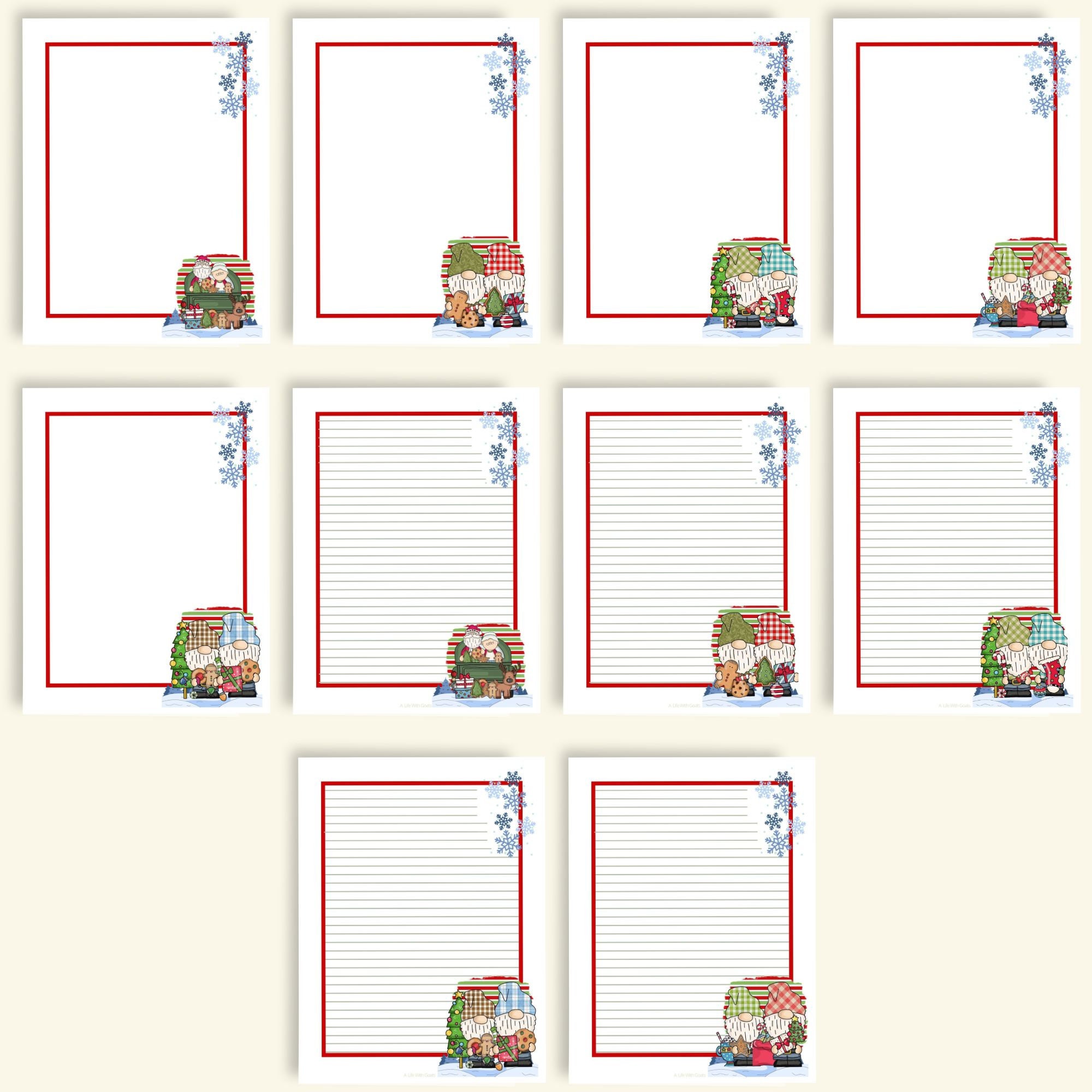 Cute Printable Country Gnome Theme Christmas Stationery | Instant ...