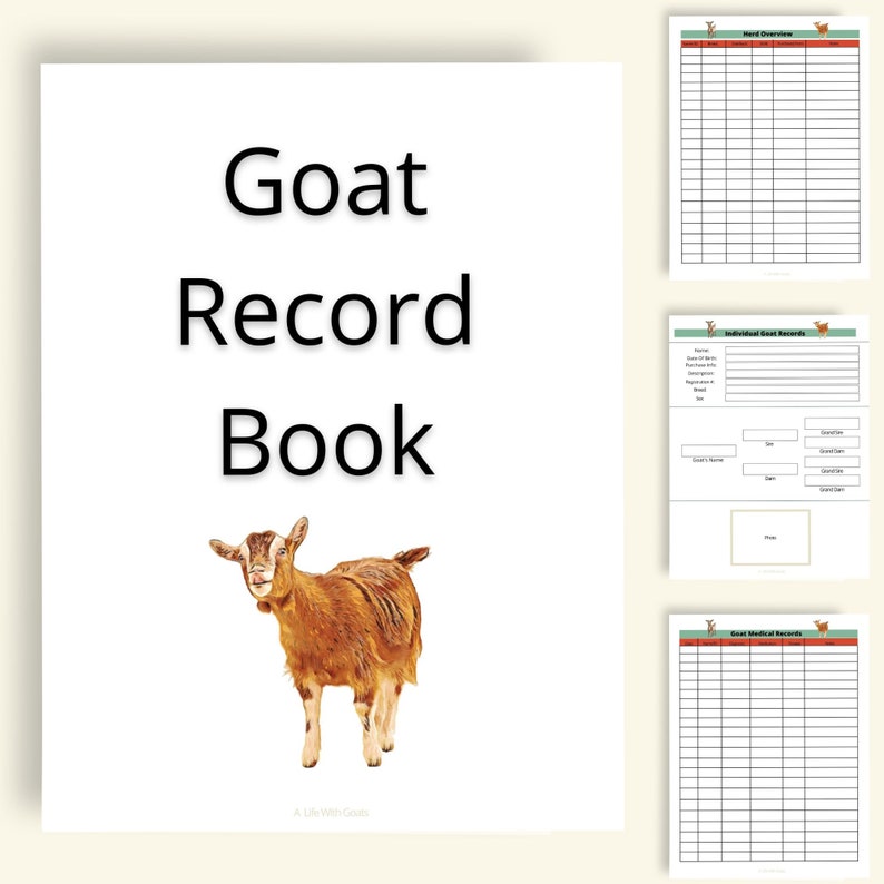 Printable Goat Records Book Minimal Ink | Instant Download | 8.5x11 PDF ...