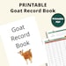 Printable Goat Records Book Minimal Ink | Instant Download | 8.5x11 PDF ...