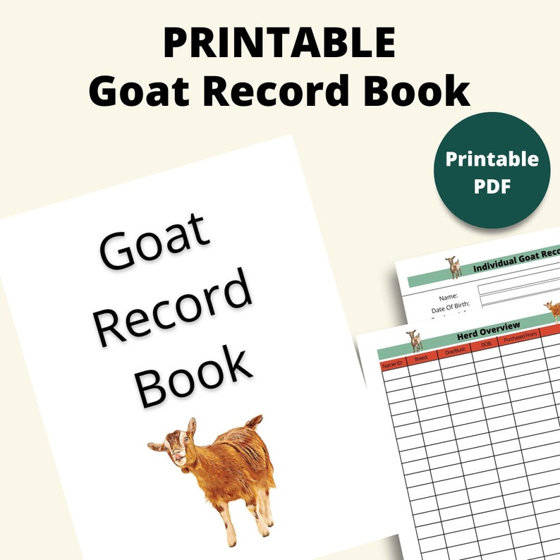 Printable Goat Records Book Minimal Ink | Instant Download | 8.5x11 PDF ...