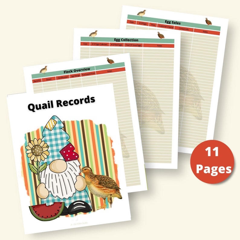 Printable Quail Records Book | Instant Download | 8.5x11 PDF| Quail ...