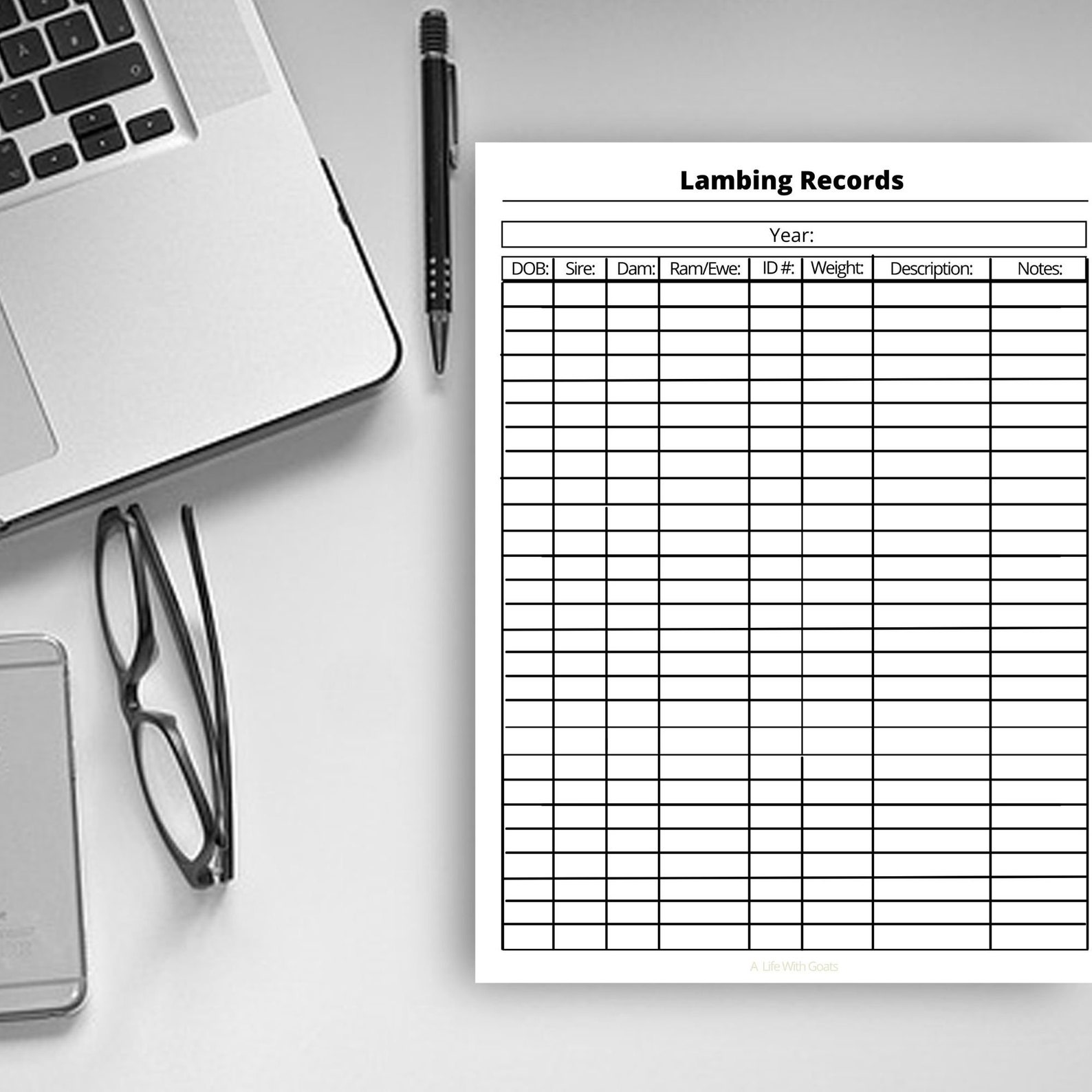 Printable Lambing Records Page | Instant Download | 8.5x11 PDF ...