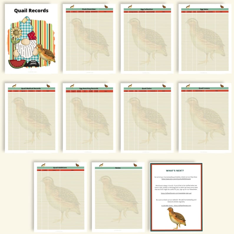 Printable Quail Records Book | Instant Download | 8.5x11 PDF| Quail ...