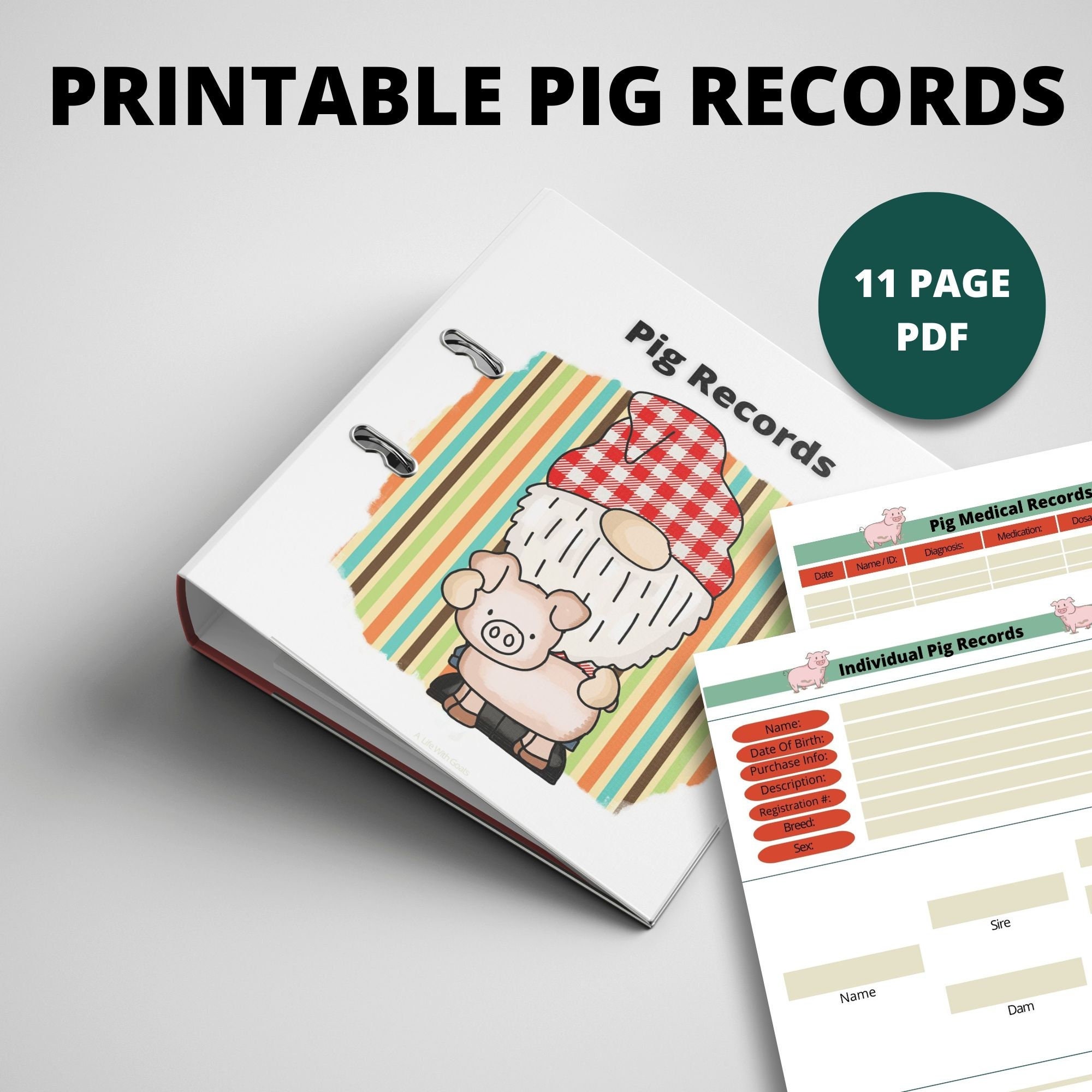 Printable Pig Records Book | Instant Download | 8.5x11 PDF| Homestead ...