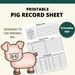 Printable Pig Record Sheet Minimal Ink | Instant Download | 8.5x11 PDF ...