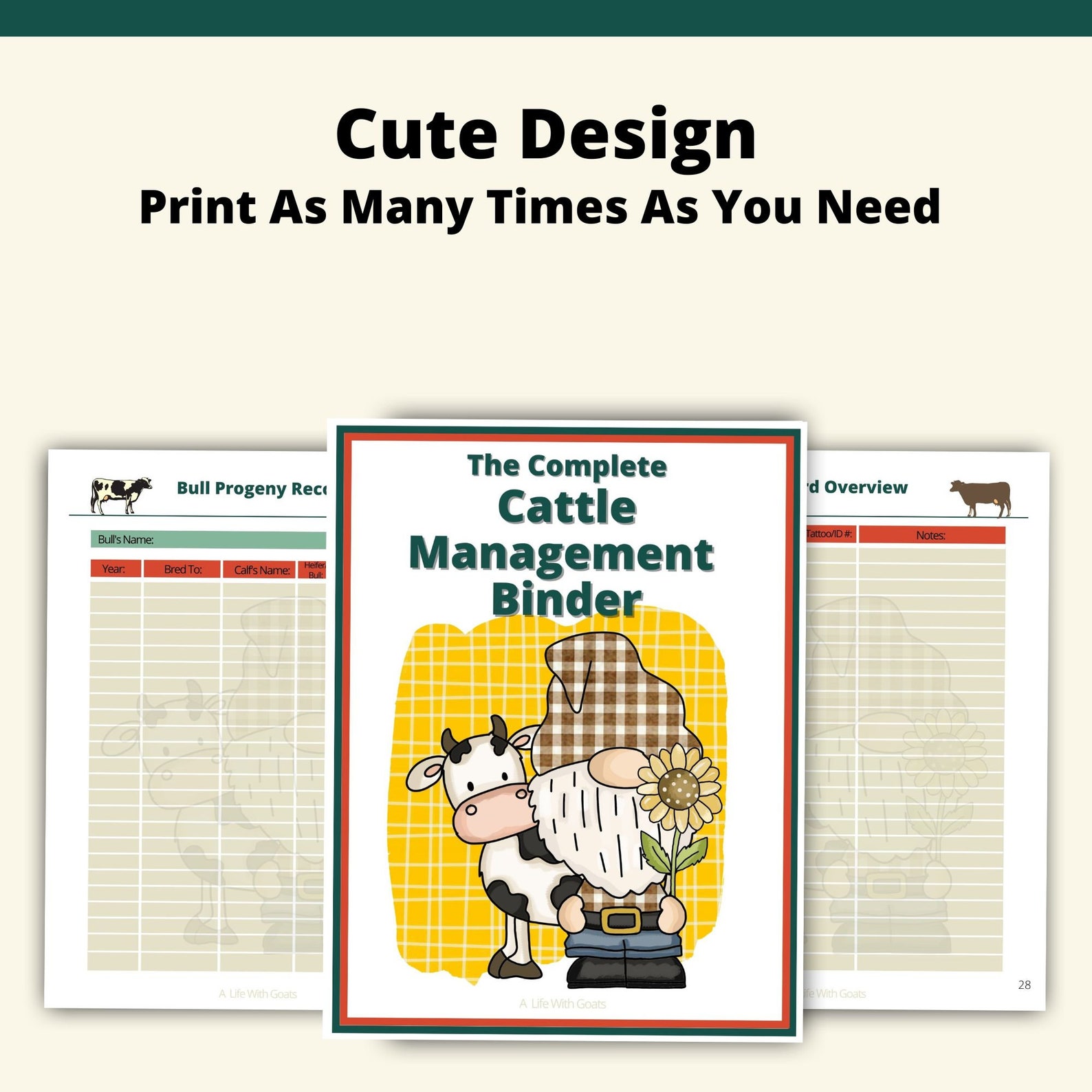 Printable Cattle Management Binder | Instant Download | 8.5x11 PDF ...