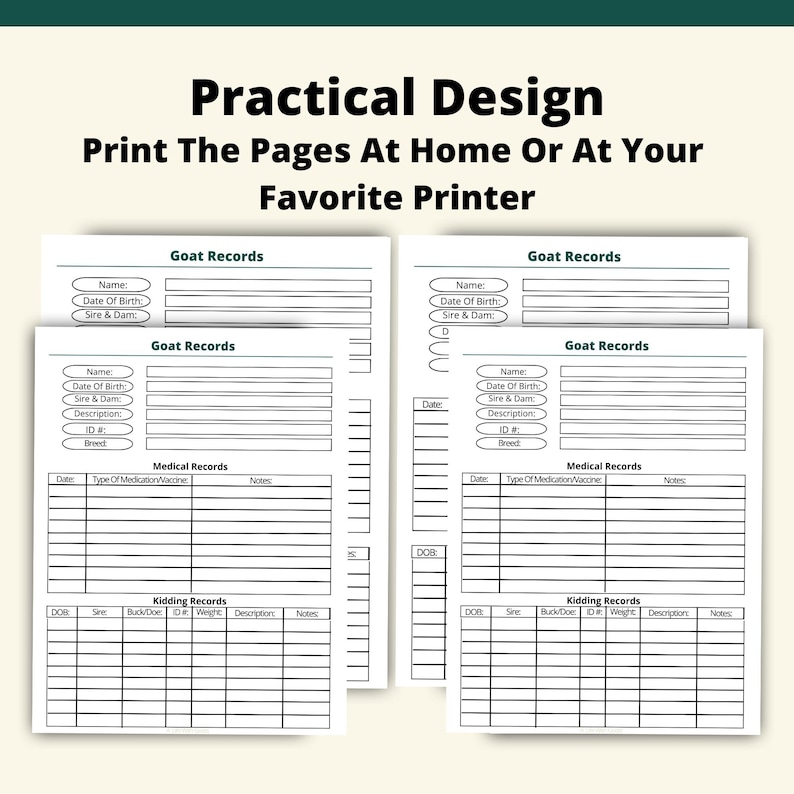 Printable Goat Records Page | Instant Download | 8.5x11 PDF| Homestead ...