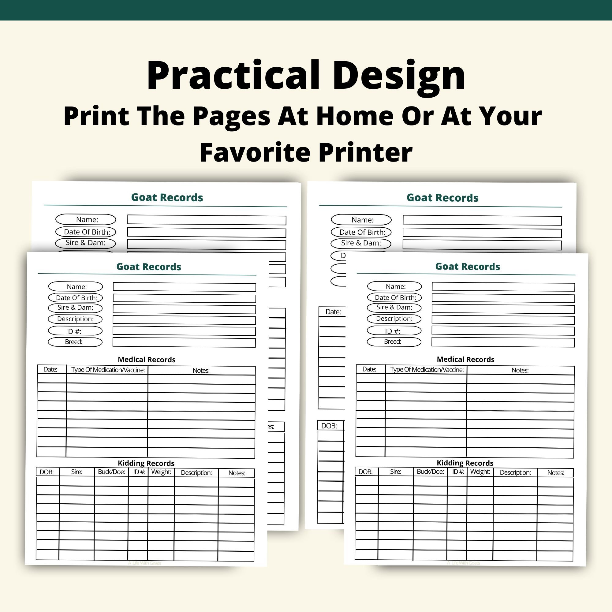 Printable Goat Records Page | Instant Download | 8.5x11 PDF| Homestead ...