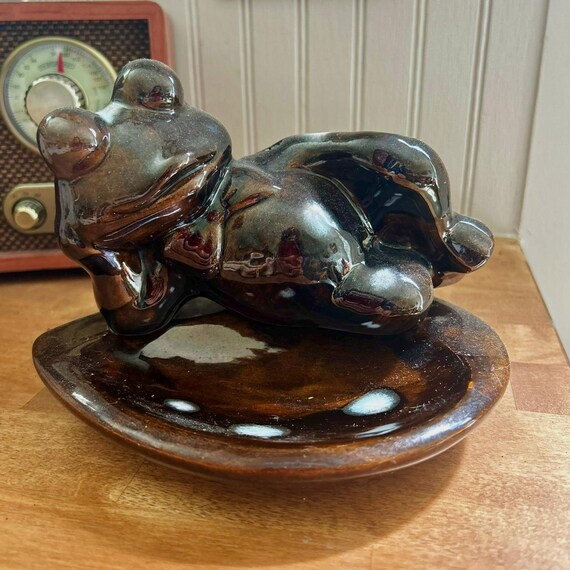 Vintage Ceramic Frog Trinket Dish - Gem
