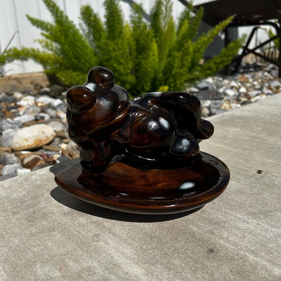 Vintage Ceramic Frog Trinket Dish - Gem