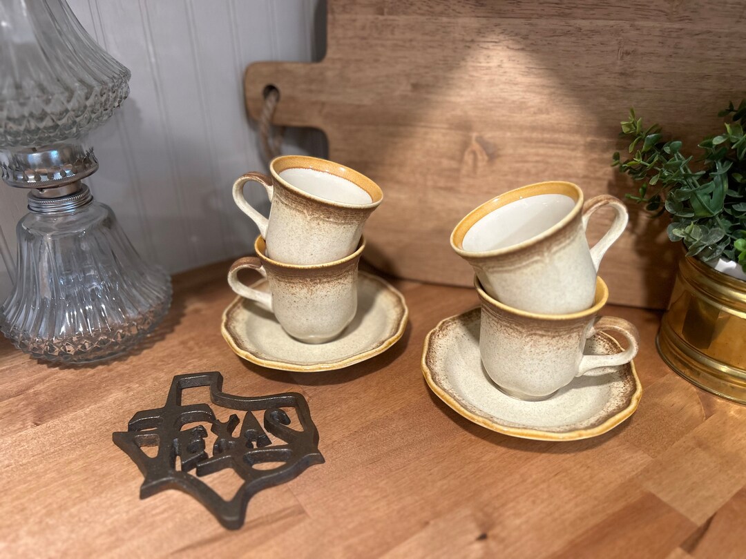 Mikasa Whole Wheat Coffee/tea Cups + Saucers - Etsy