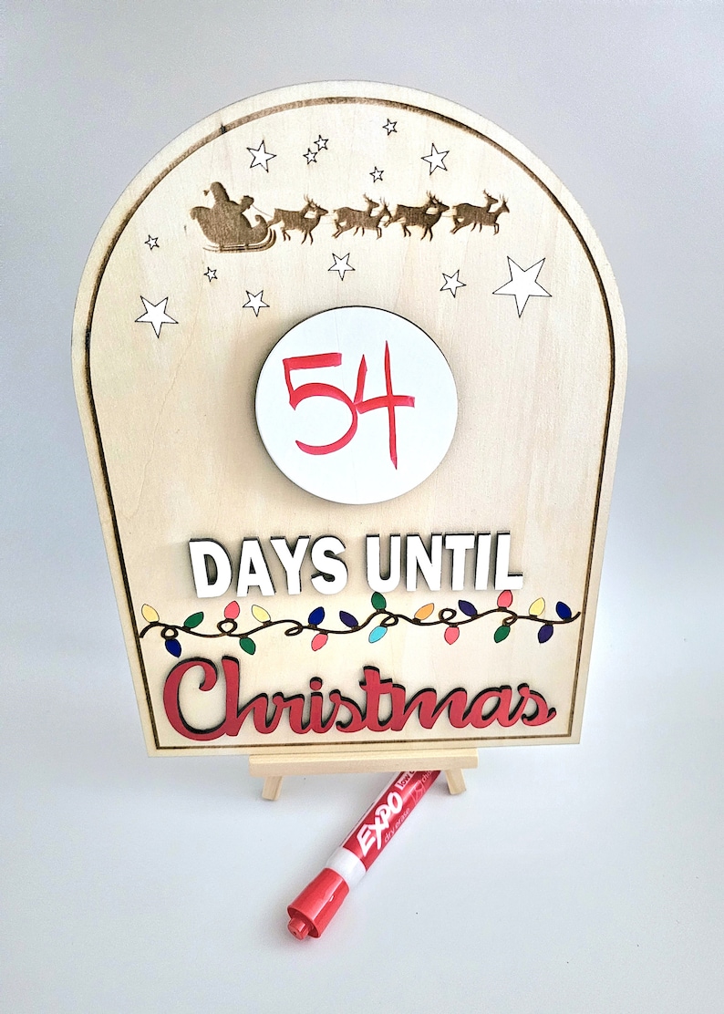 Large Christmas Countdown Sign With Easel and Marker |santa Countdown ...