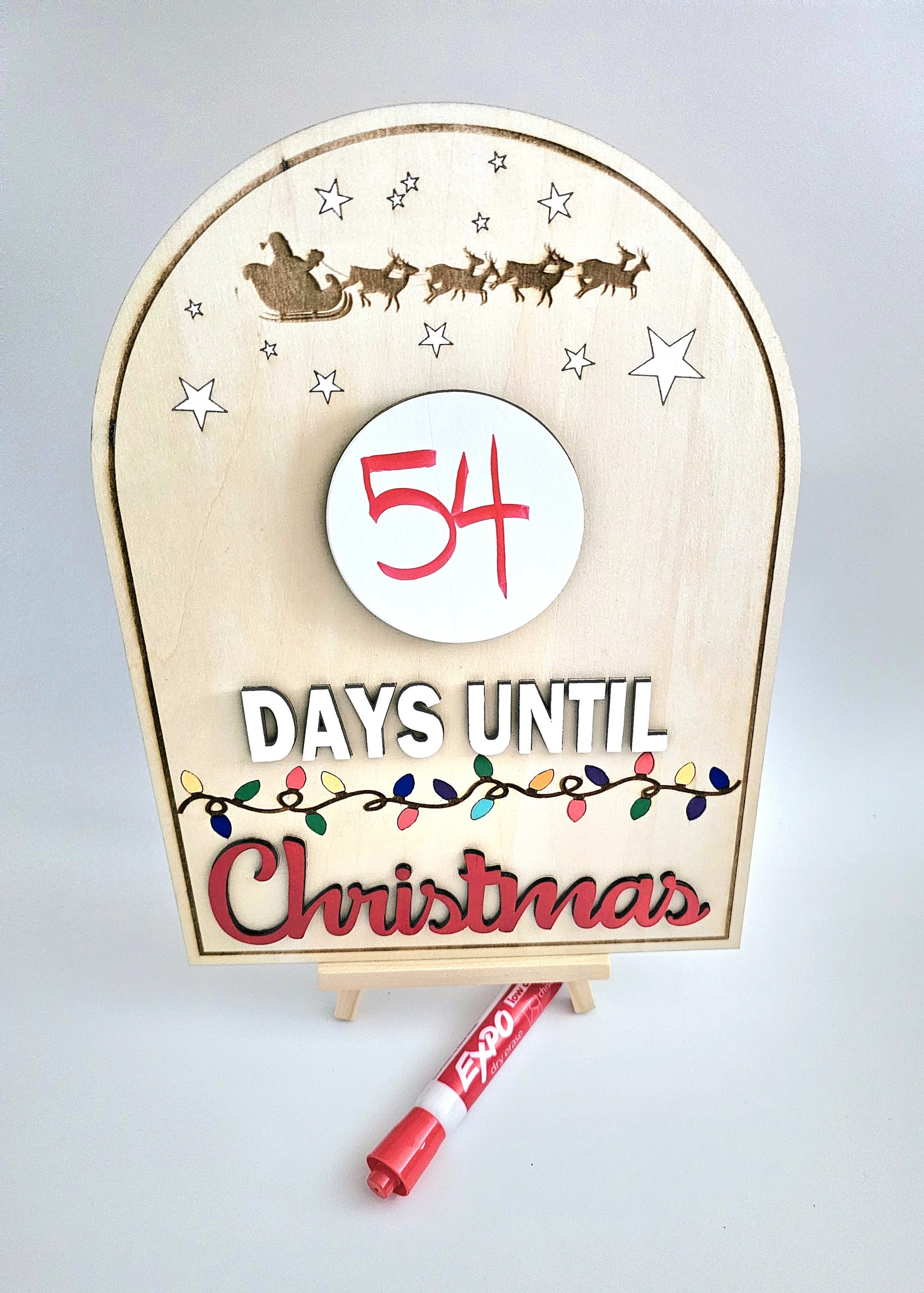 Large Christmas Countdown Sign With Easel and Marker |santa Countdown ...