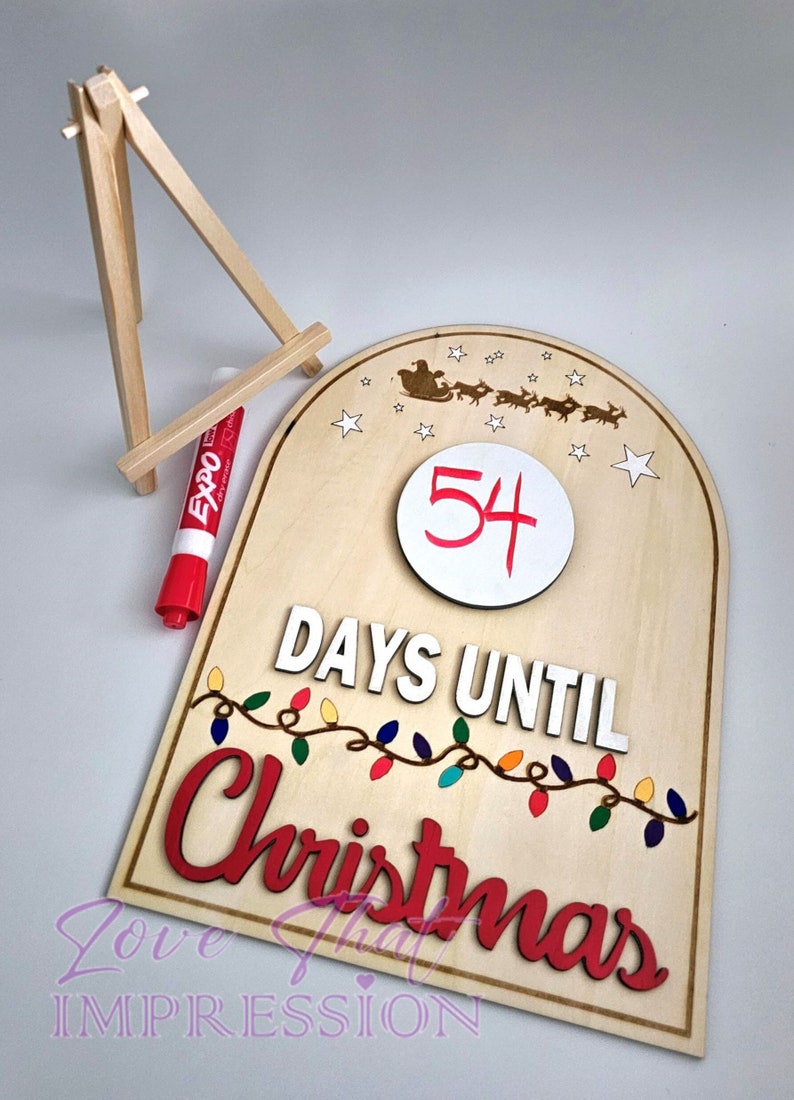 Large Christmas Countdown Sign With Easel and Marker |santa Countdown ...