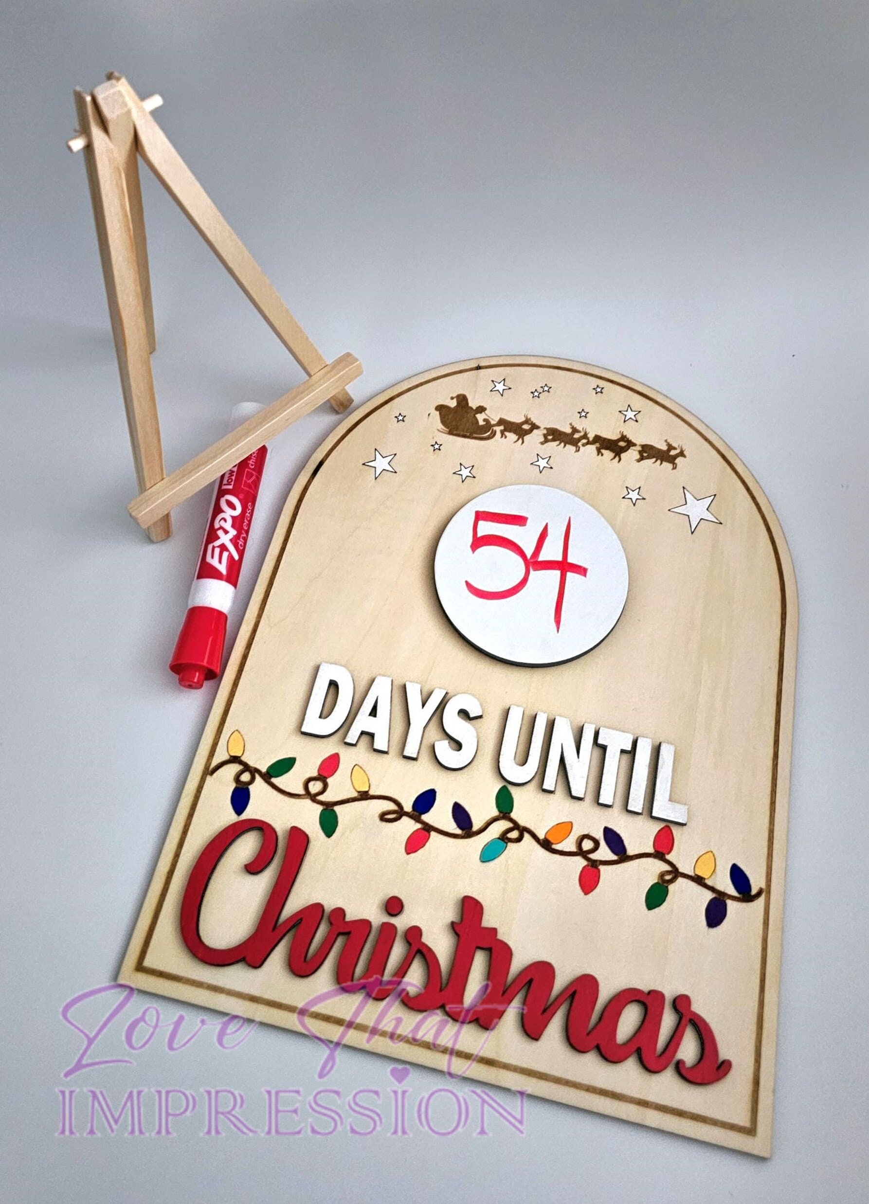Large Christmas Countdown Sign With Easel and Marker |santa Countdown ...