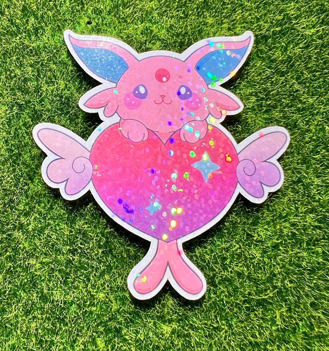 Elemental Fox Evolutions Heart Holographic Sticker - Etsy