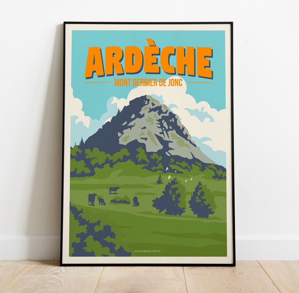 Le Mont Gerbier De Jonc - Ardèche Retro Poster - Etsy