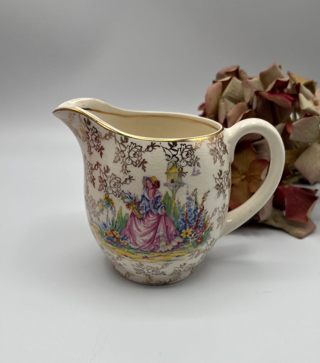 Vintage H&K Crinoline Lady Creamer: Fine Bone China, English Rose ...