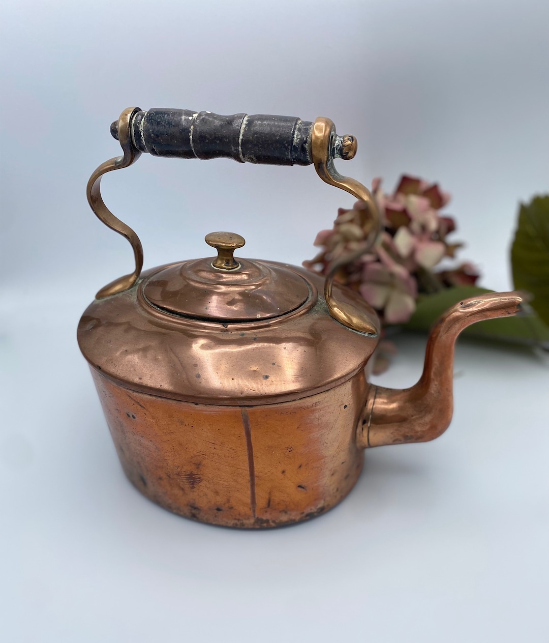 English Antique Copper Kettle With Metal Handle 19th Century - Cocktail ...