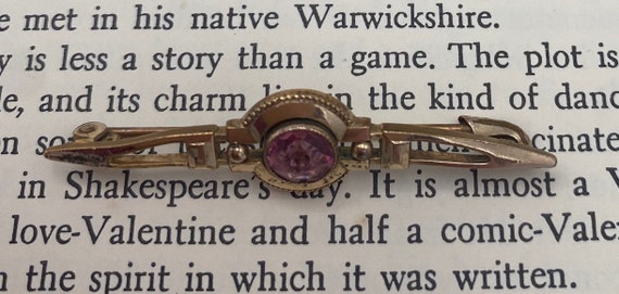 Antique Victorian Collar Throat Brooch - Gold Plated … - Gem