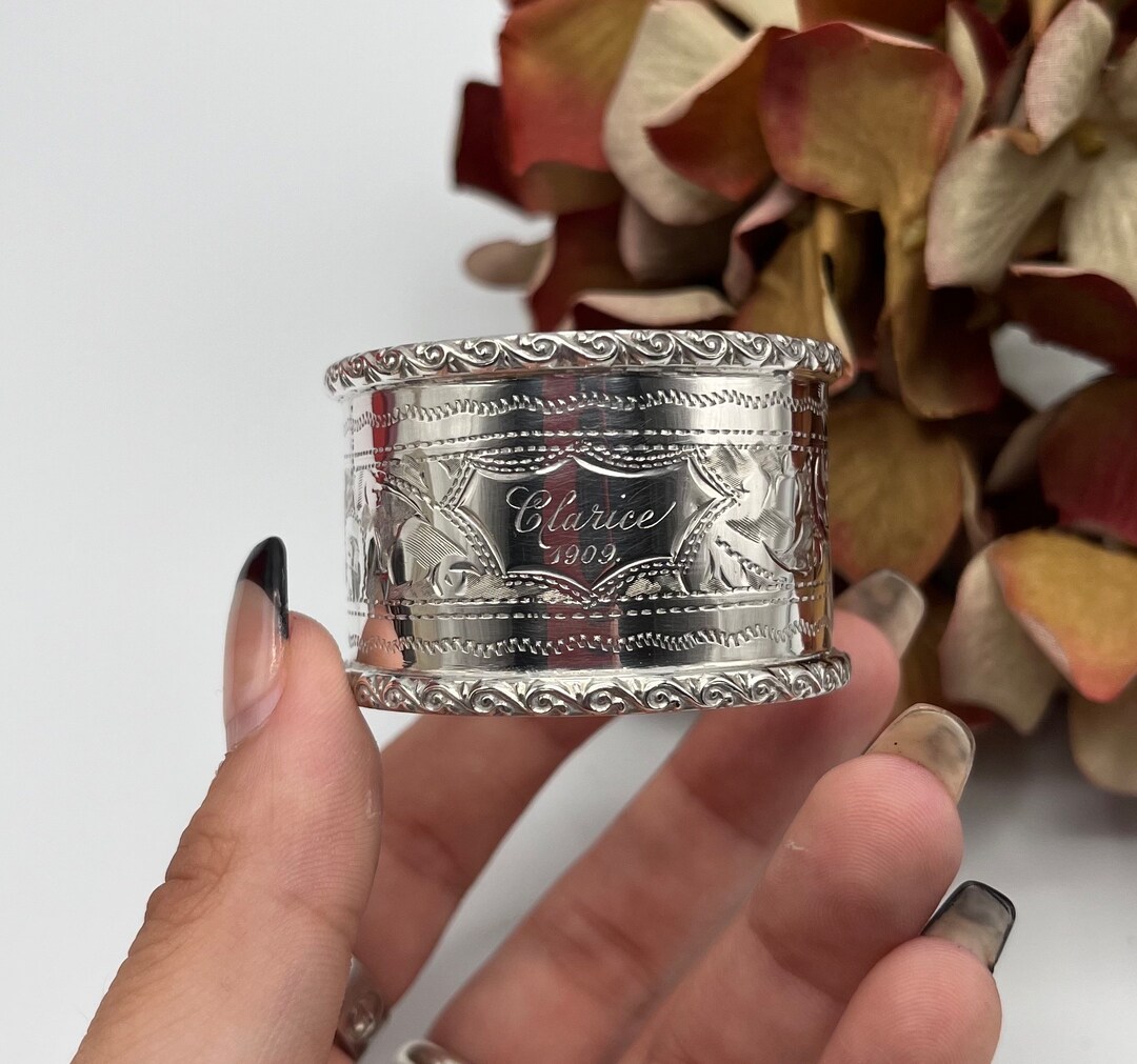 Antique Edwardian Hallmarked Sterling Silver Napkin Ring Foliate Design ...