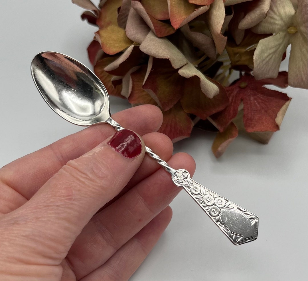 Antique Victorian Sterling Silver Teaspoon: Ornate Floral Twist Handle ...