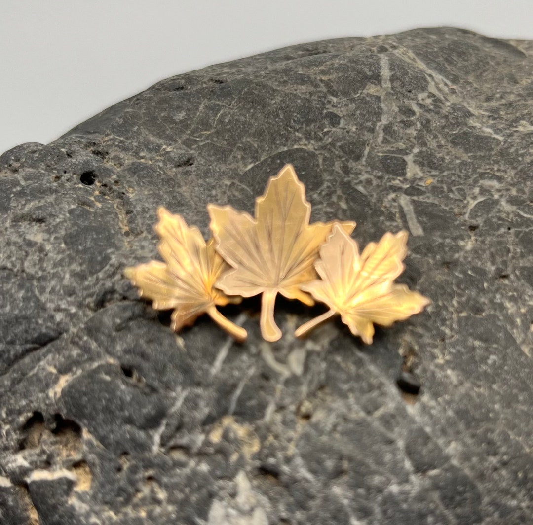 Vintage Rolled Gold TRIPLE MAPLE LEAVES Brooch/pin Vintage Candian ...