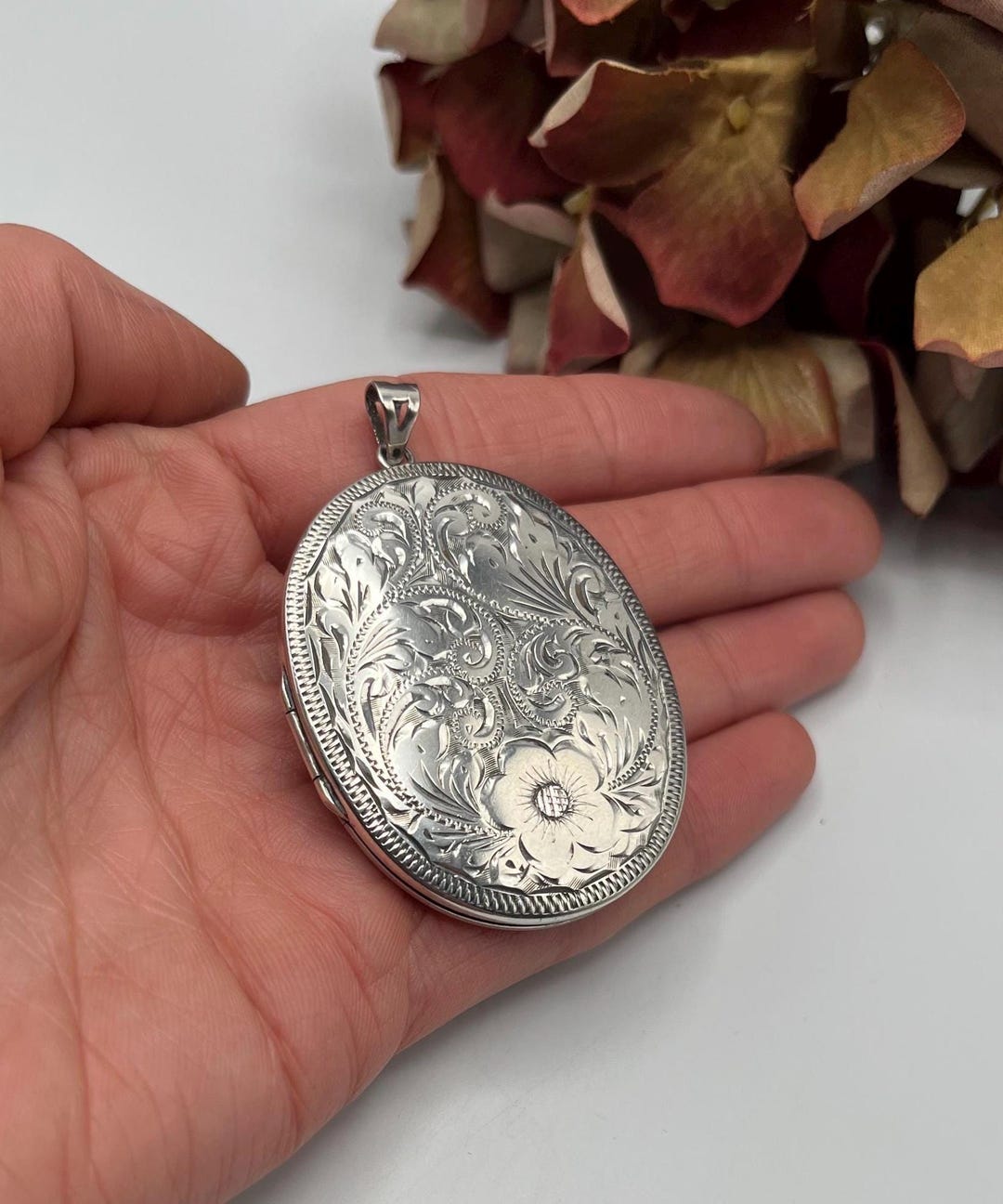 Vintage extra Large Silver Locket Sterling Silver Hallmarked Birmingham ...