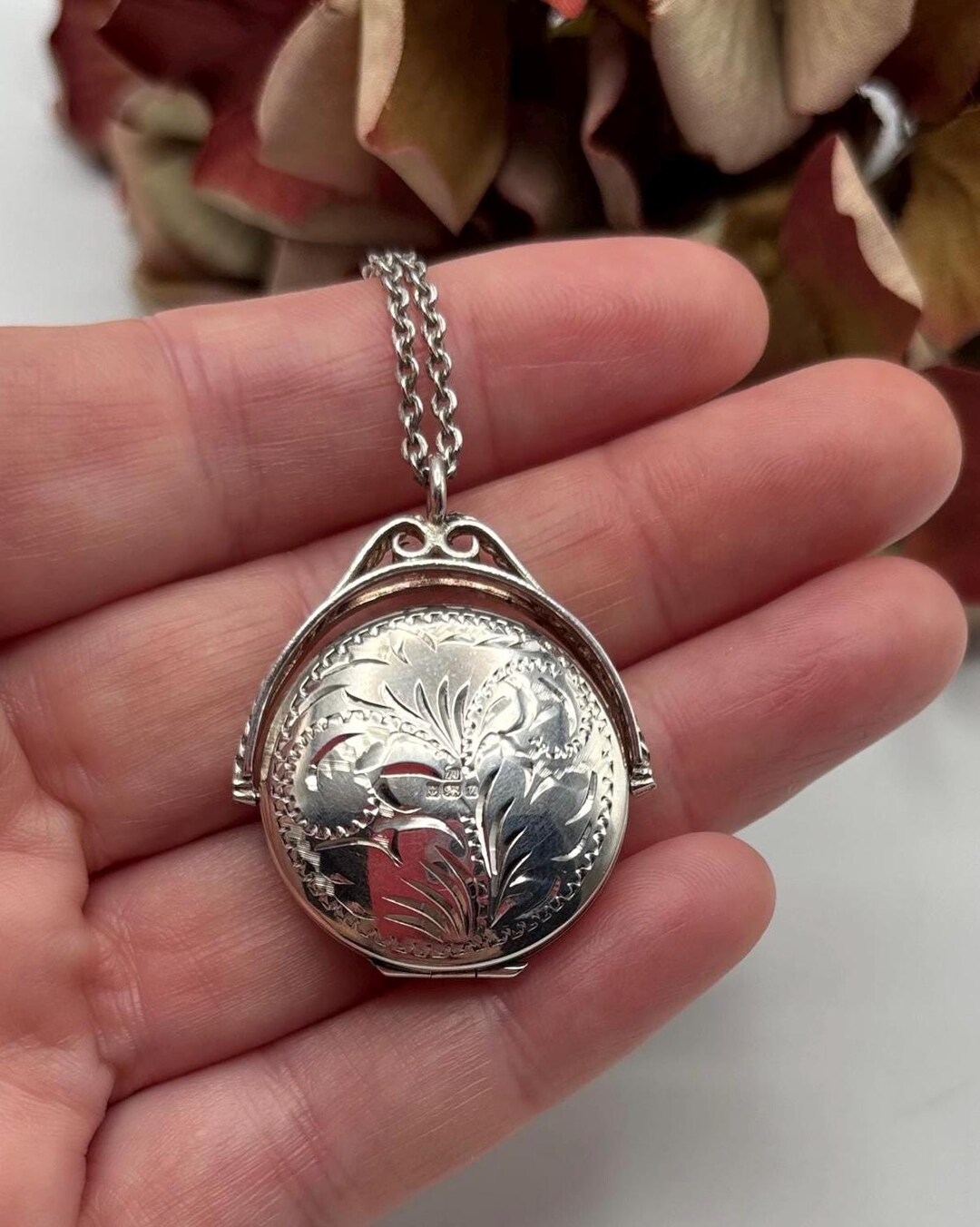 Vintage SPINNING Sterling Silver Locket Necklace With Sterling Silver ...