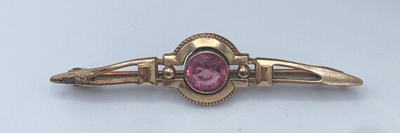 Antique Victorian Collar Throat Brooch - Gold Plated … - Gem