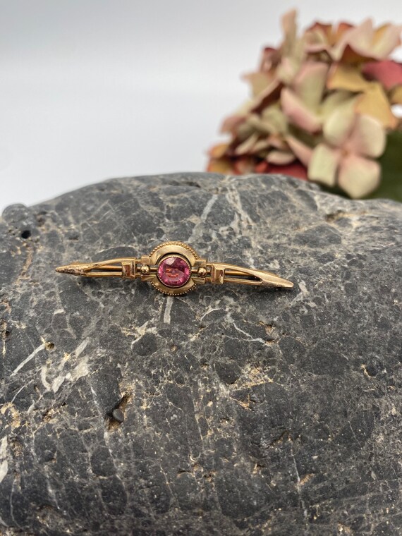 Antique Victorian Collar Throat Brooch - Gold Plated … - Gem