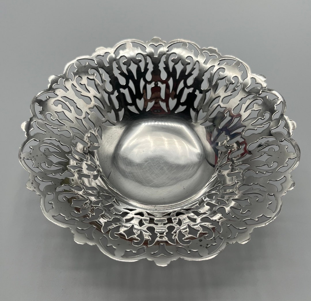 Vintage Silver Plated Bon Bon Dish: Pierced Lattice Design - Etsy