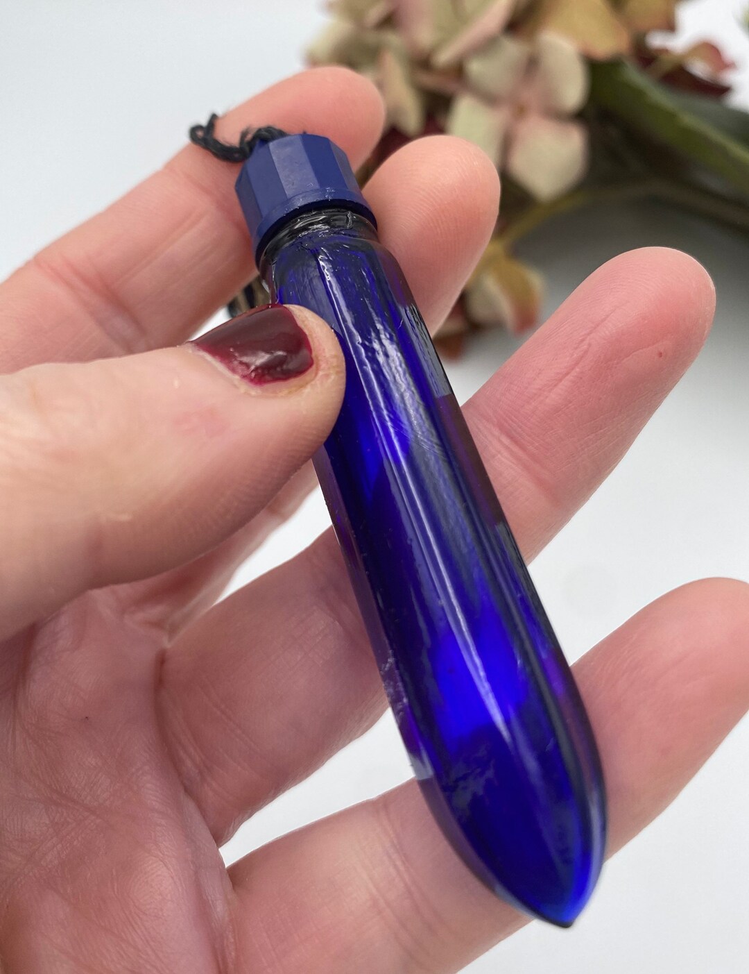 Vintage Cobalt Blue Perfume Bottle - Mini Scent Bottle With Tassel ...