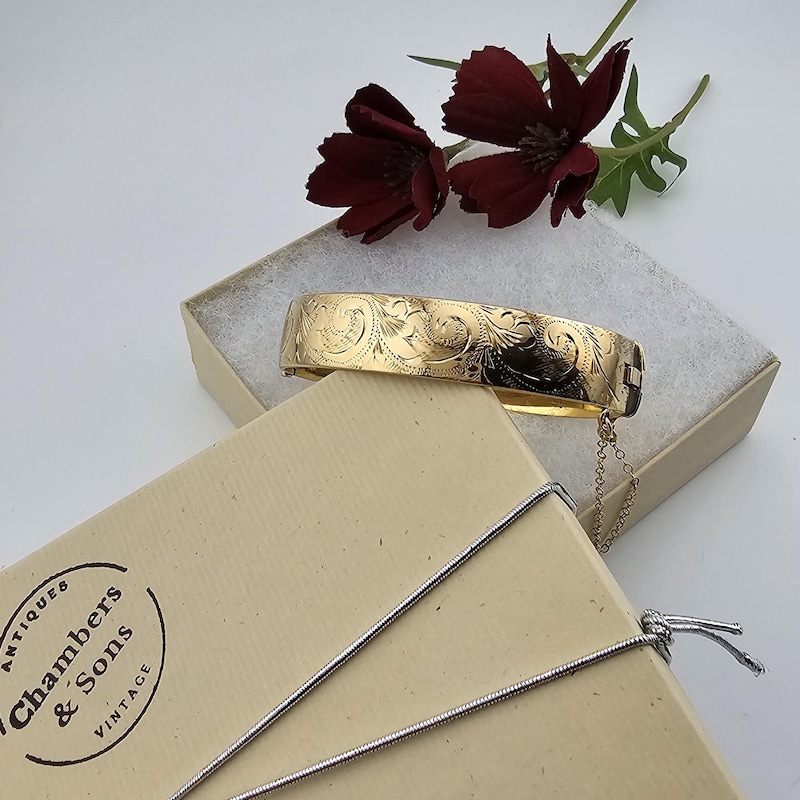 Gold Bangle Vintage 20mm - Etsy UK