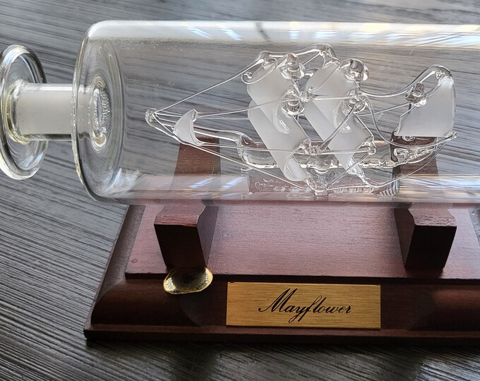 Mayflower Glass Sculpture Made in England Rare/unique MAYFLOWER Ship in ...