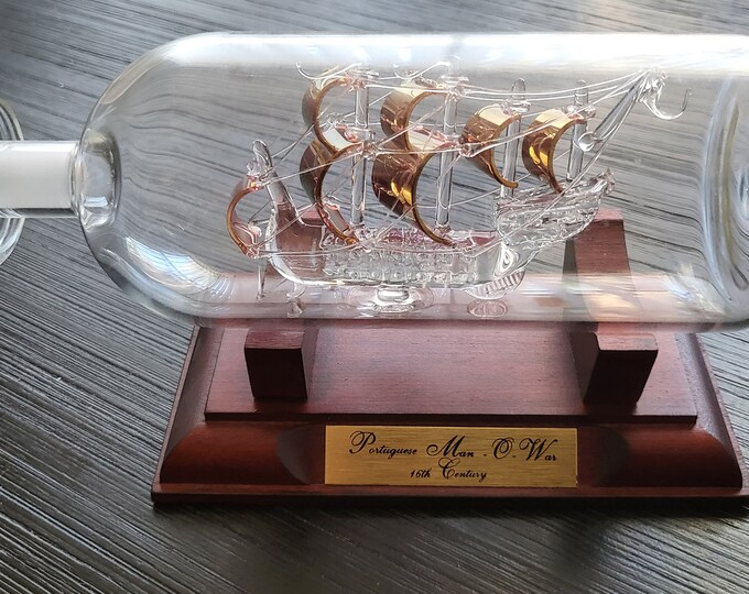 Mayflower Glass Sculpture From England Unique PORTUGESE MAN O WAR Ship ...