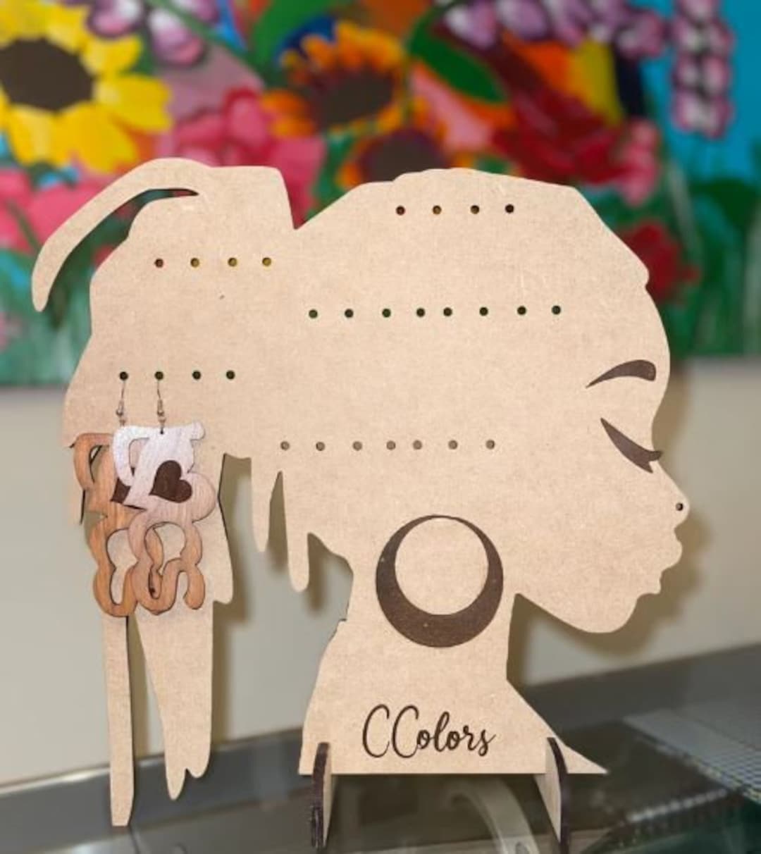Personalized Earring Display Stand SVG: Wooden Earring Holder (digital ...