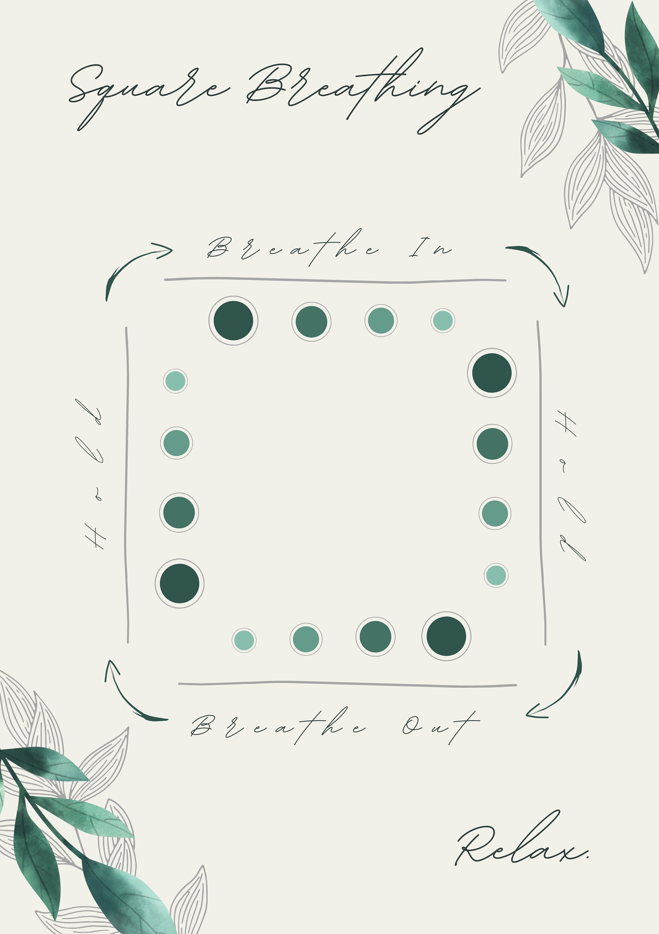 Square Breathing Poster Mental Health Wall Art Counseling Office Decor ...