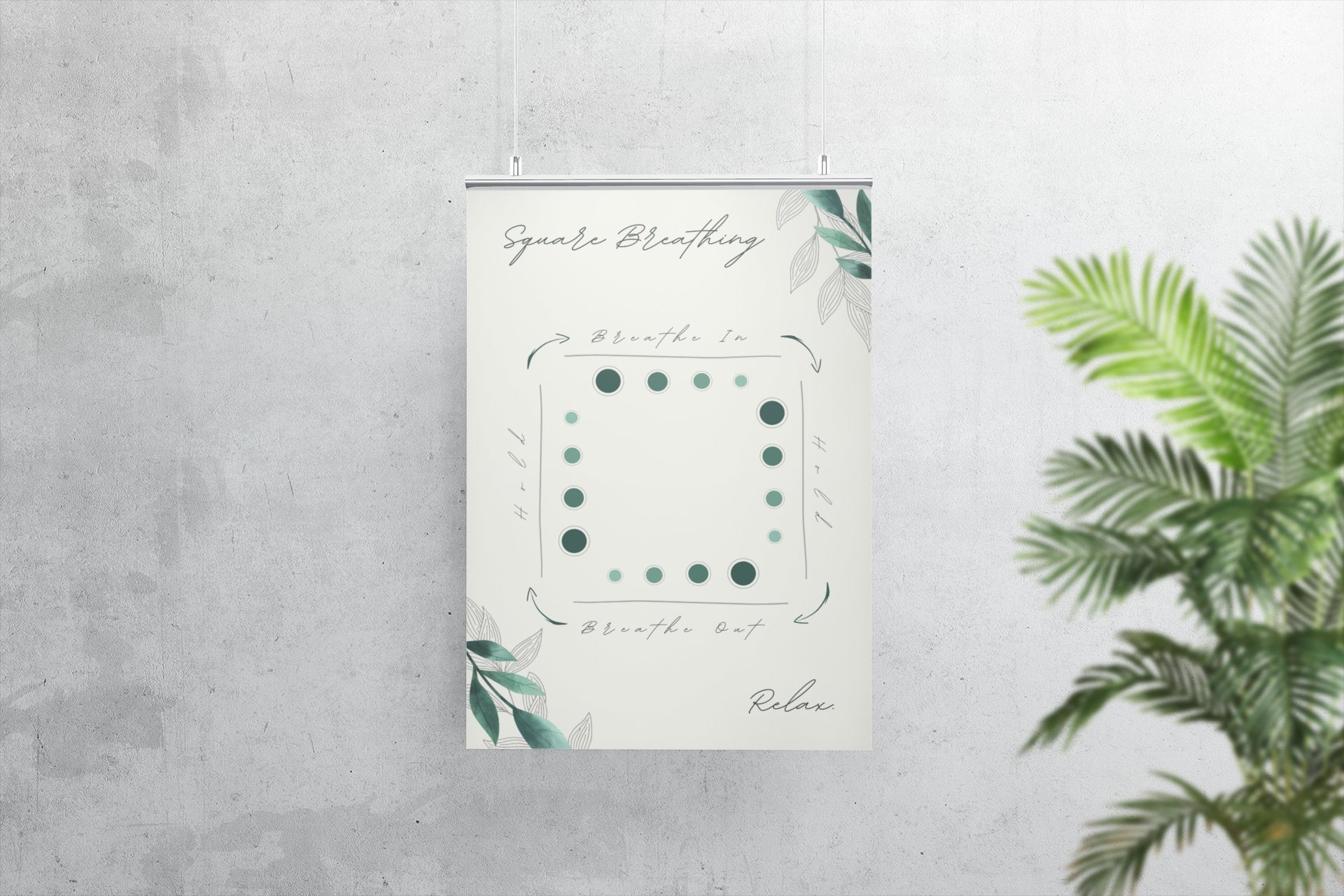 Square Breathing Poster Mental Health Wall Art Counseling Office Decor ...